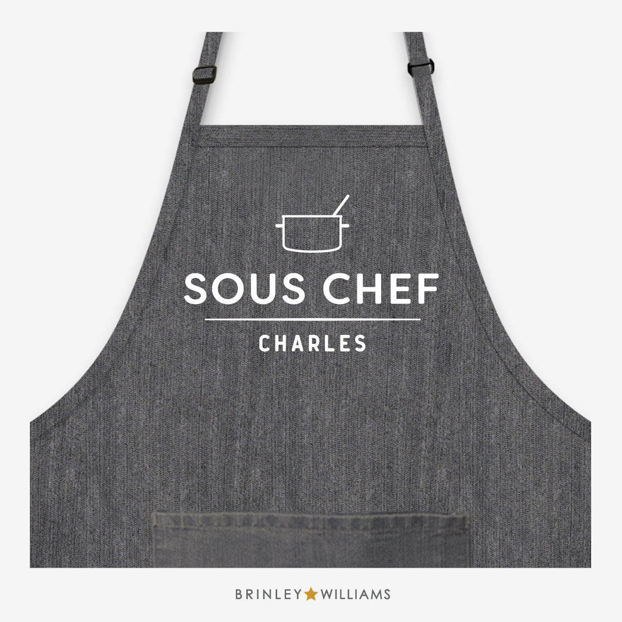 Sous Chef Personalised Denim Apron & Brinley Williams